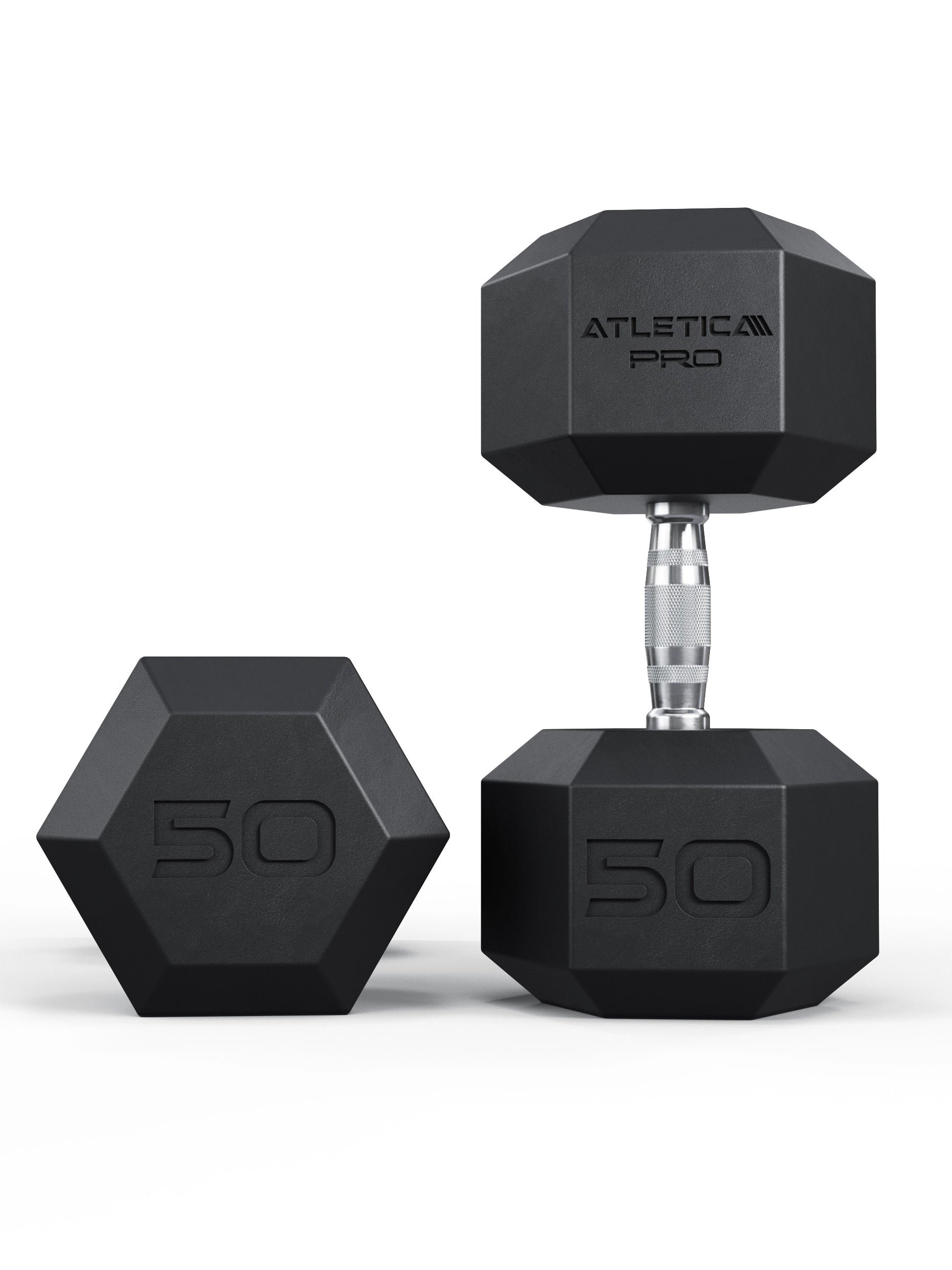 ATLETICA Hexagon Hanteln PRO 2.5 - 50kg | Paarweise | CPU-Ummantelung