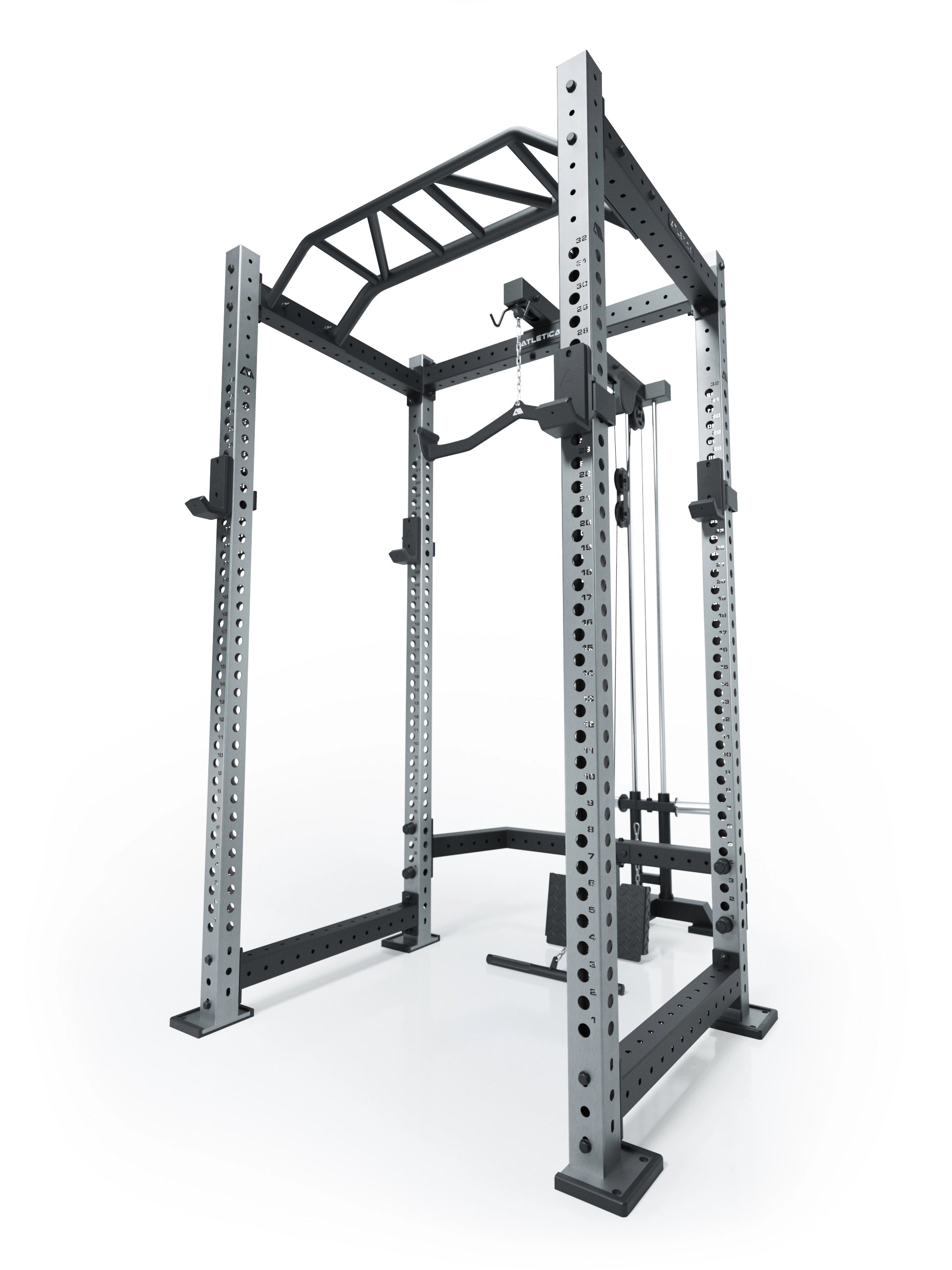 ATLETICA R8 BlackHawk Power Rack | Plate loaded lat pulldown & pull-up bar