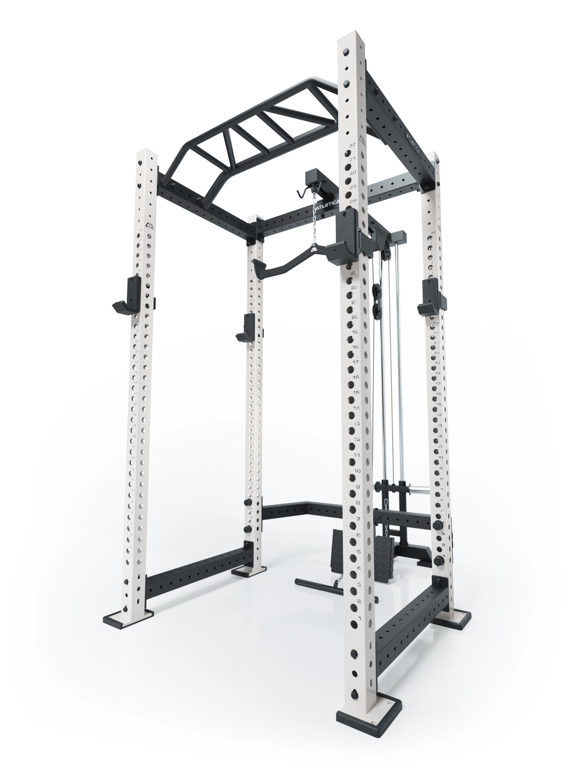 ATLETICA R8 BlackHawk Power Rack | Plate loaded lat pulldown & pull-up bar
