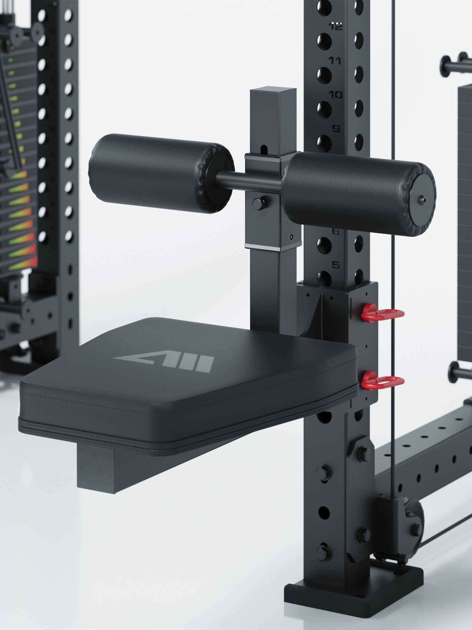 R8 Power Rack Lat Pull-Down Seat with Leg Rollers