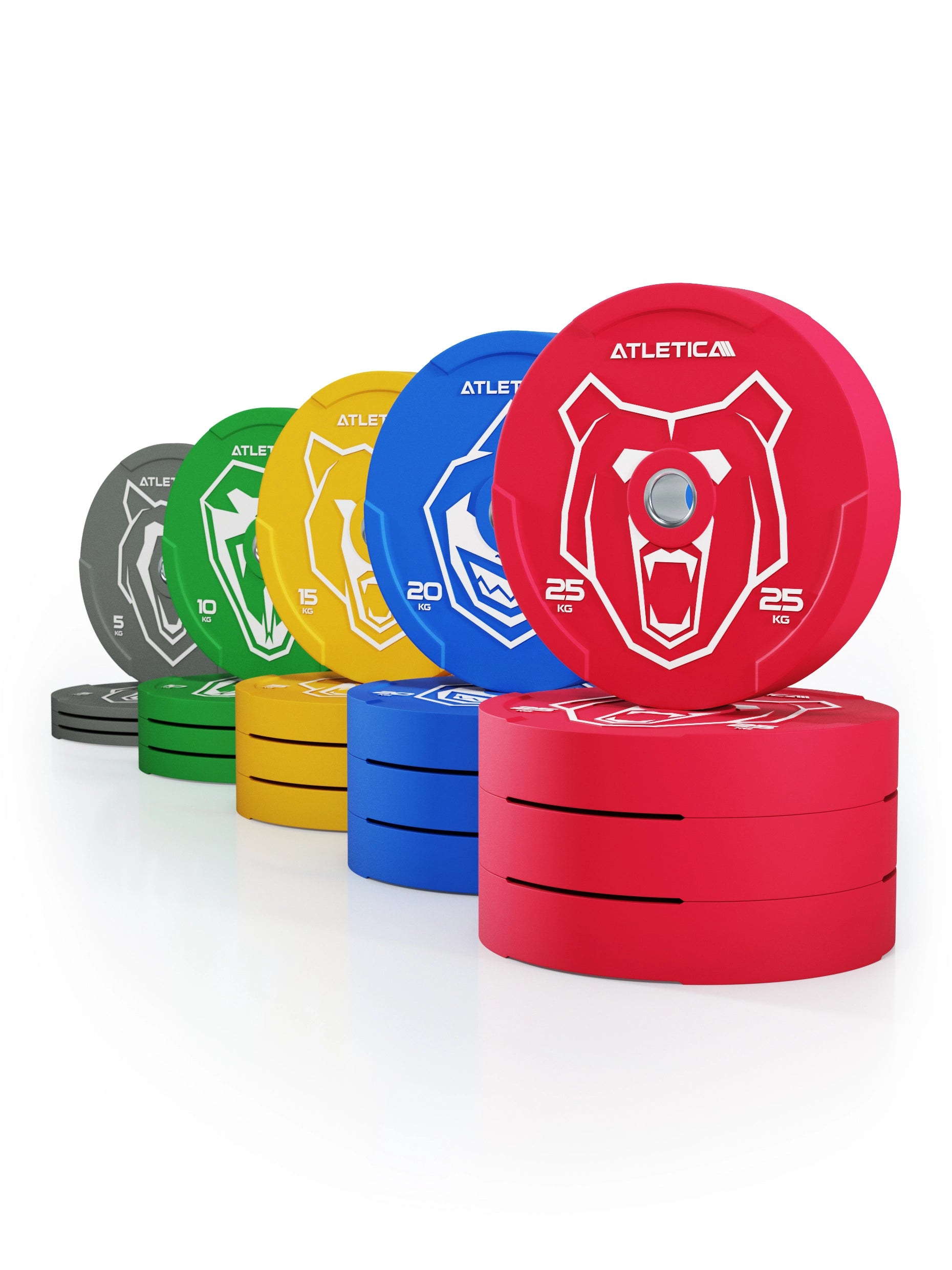 ATLETICA Animal Bumper Plates | SET | 300kg | Rubber | IWF Color Code