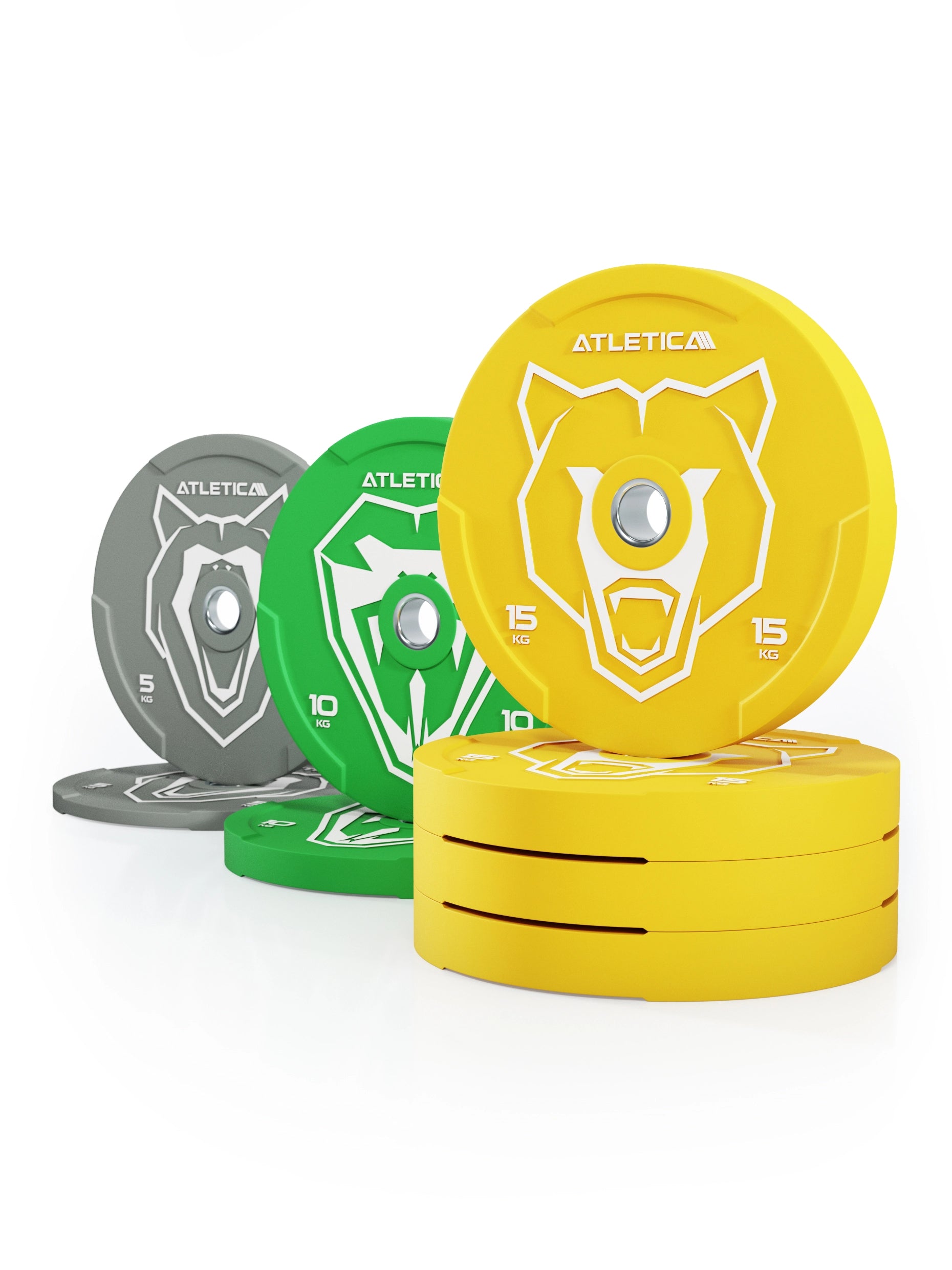 ATLETICA Animal Bumper Plates | SET | 90kg | Rubber | IWF Color Code