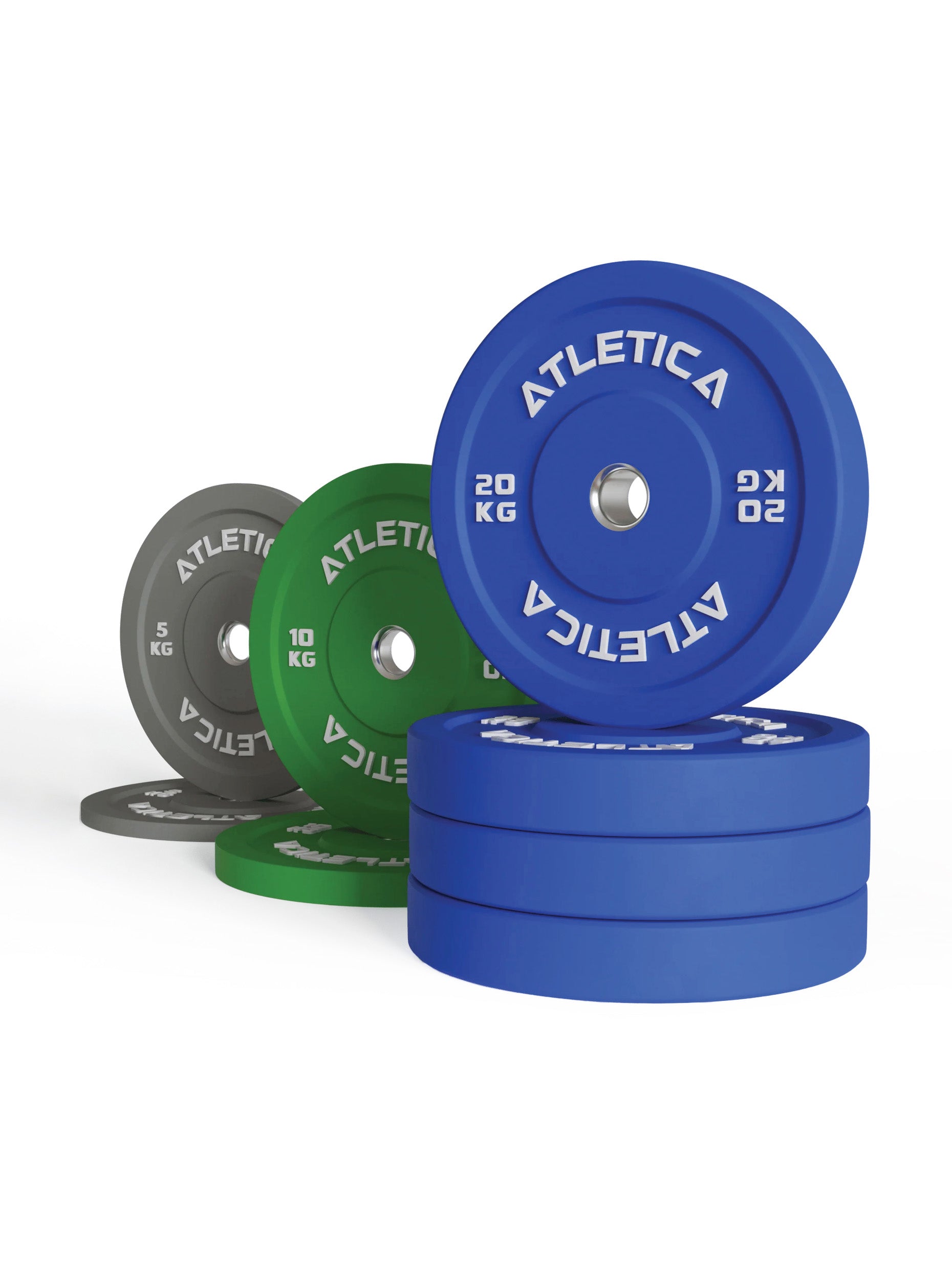 ATLETICA Bumper Plates Set | 110 kg weight plates | 50mm | Coloured