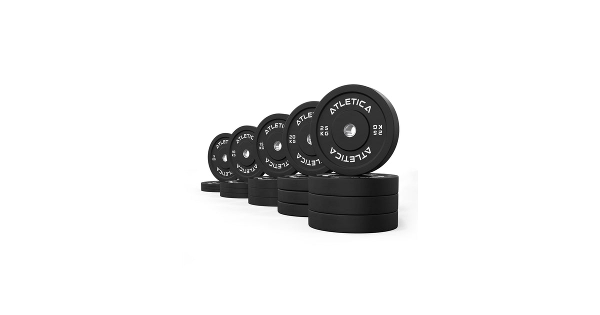 ATLETICA Bumper Plate Set | 300 kg Weight Plates | 50 mm Center Hole