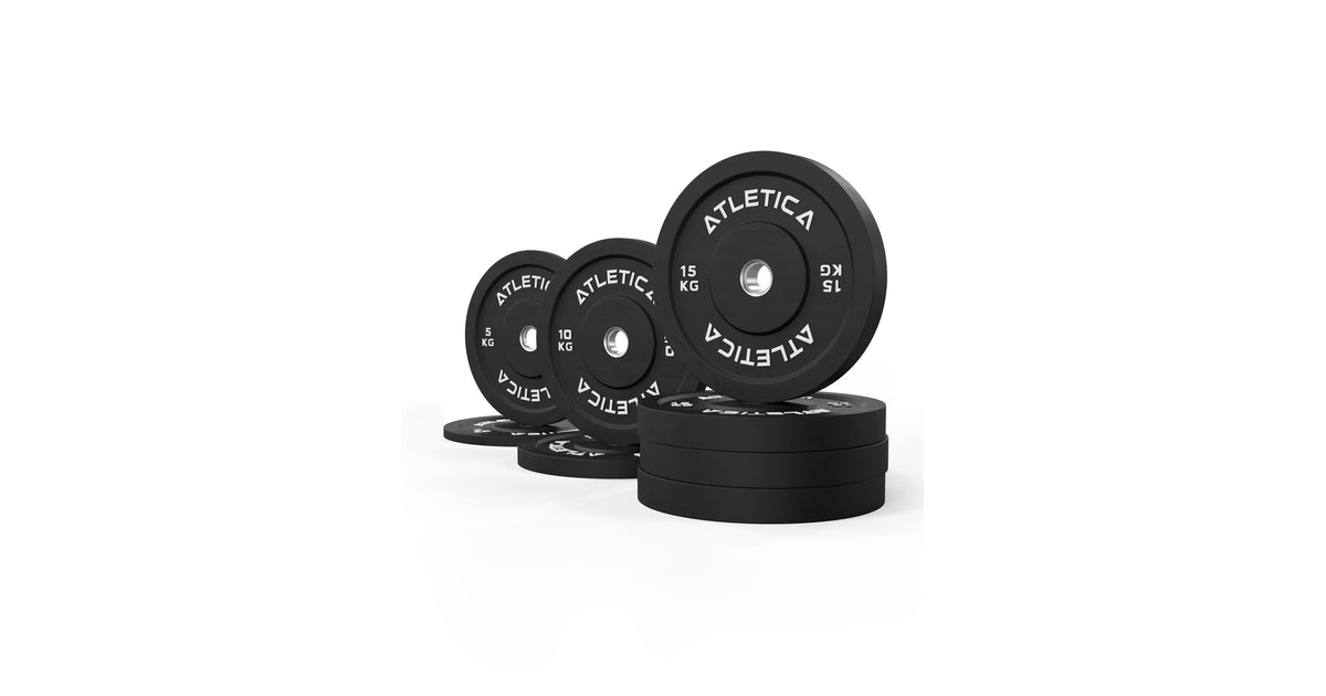 ATLETICA Bumper Plate Set | 50 mm Center Hole Weight Plates | 90 kg