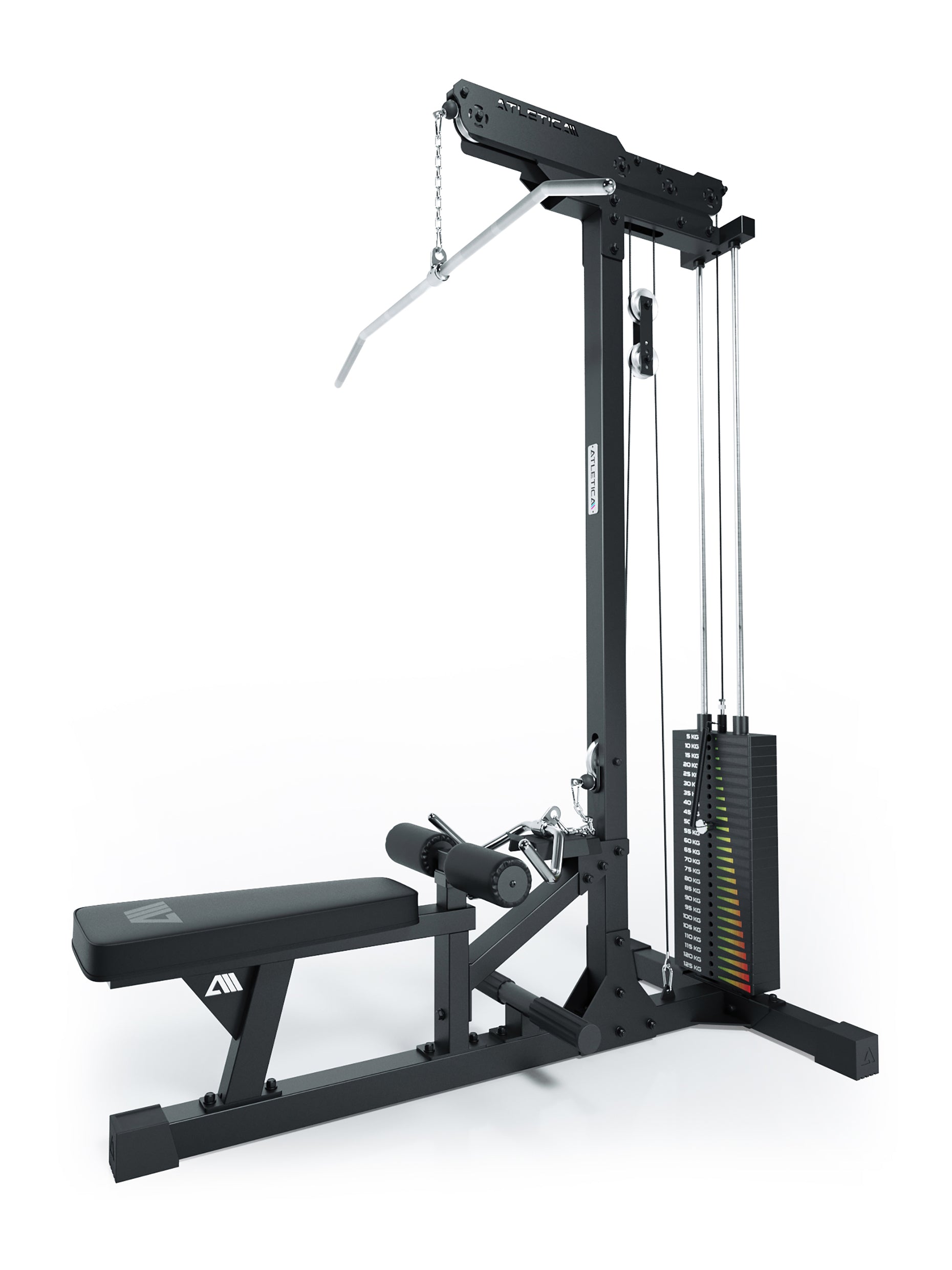 ATLETICA Latzug mit Ruderstation | 125kg Steckgewicht