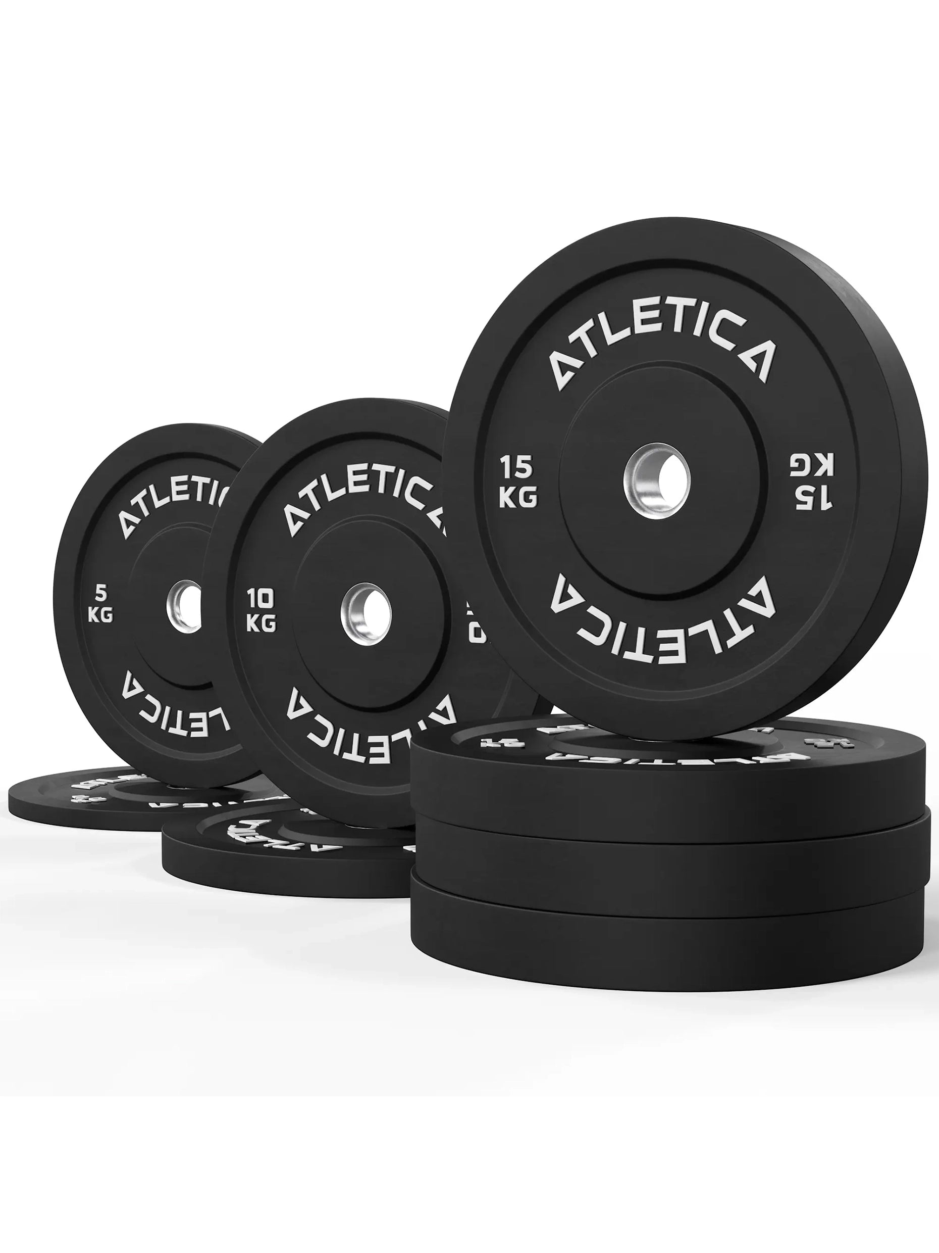 ATLETICA Bumper Plate Set | 50 mm Center Hole Weight Plates | 90 kg
